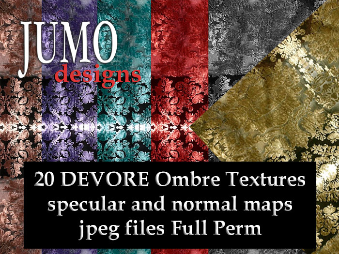 Second Life Marketplace - JUMO - 20 DEVORE Ombre Textures - SEAMLESS FULL Perm